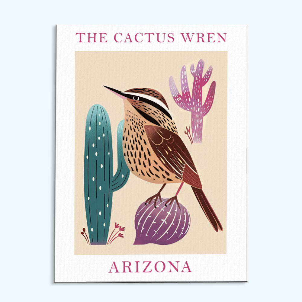 Arizona State Bird Cactus Wren | Paint by Numbers Kit – Wander Painting
