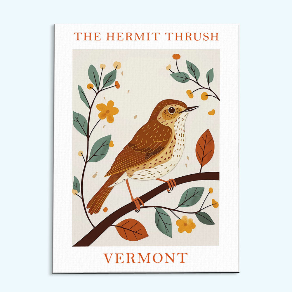 Vermont State Bird Hermit Thrush | Paint by Numbers Kit – Wander Painting