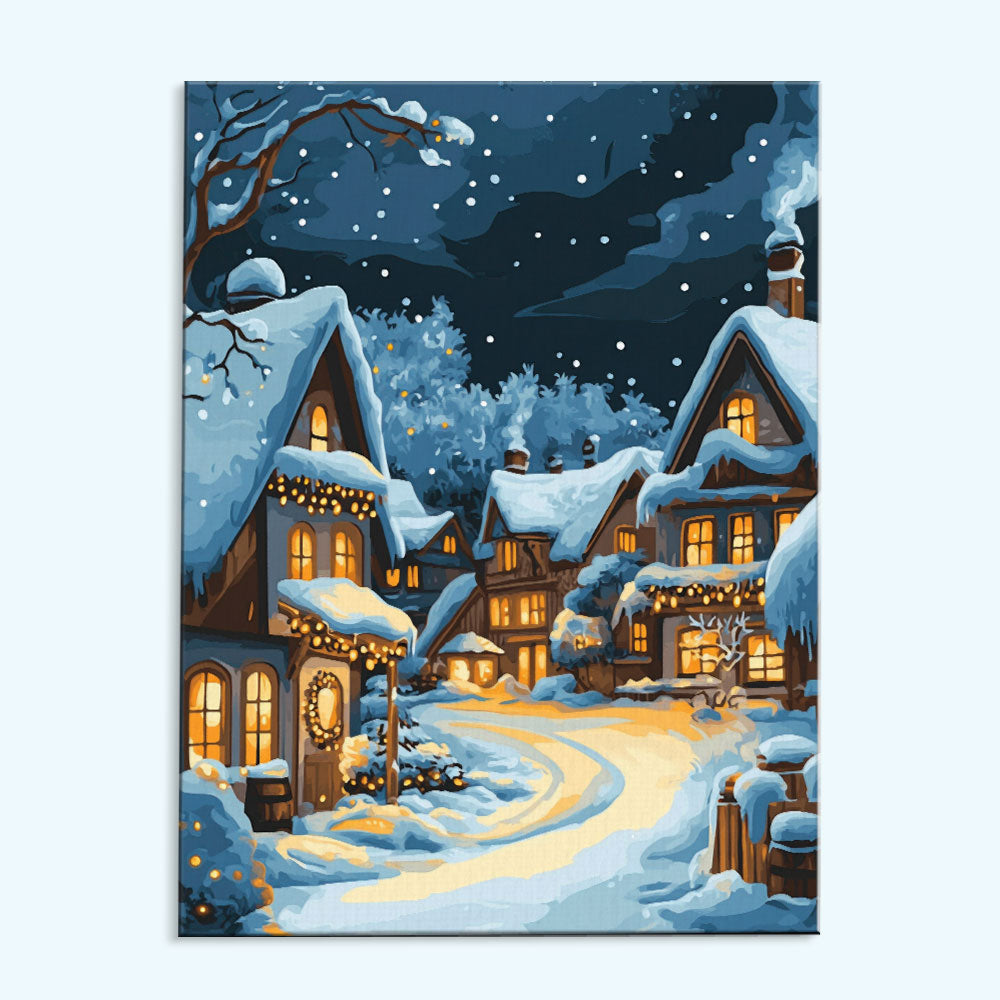 Snowy Village | Paint by Numbers Kit – Wander Painting