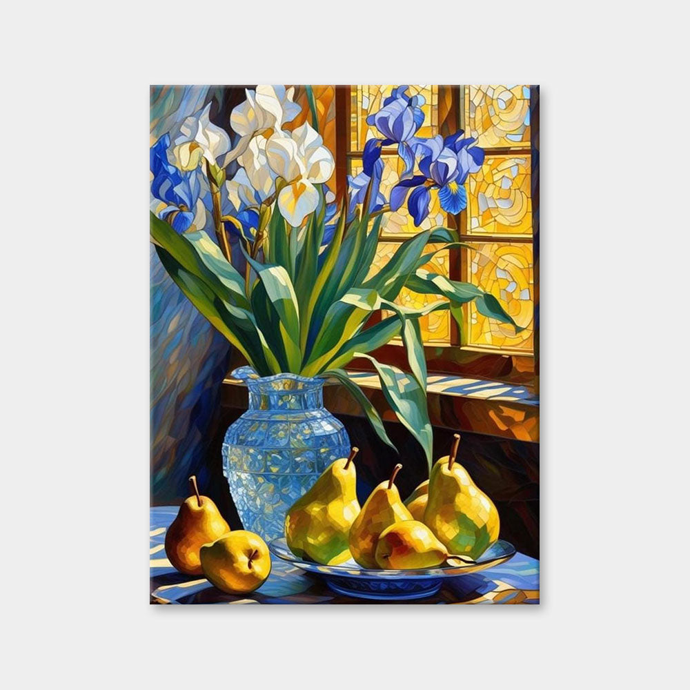 Still Life with Irises and Pears | Diamond Painting – Wander Painting