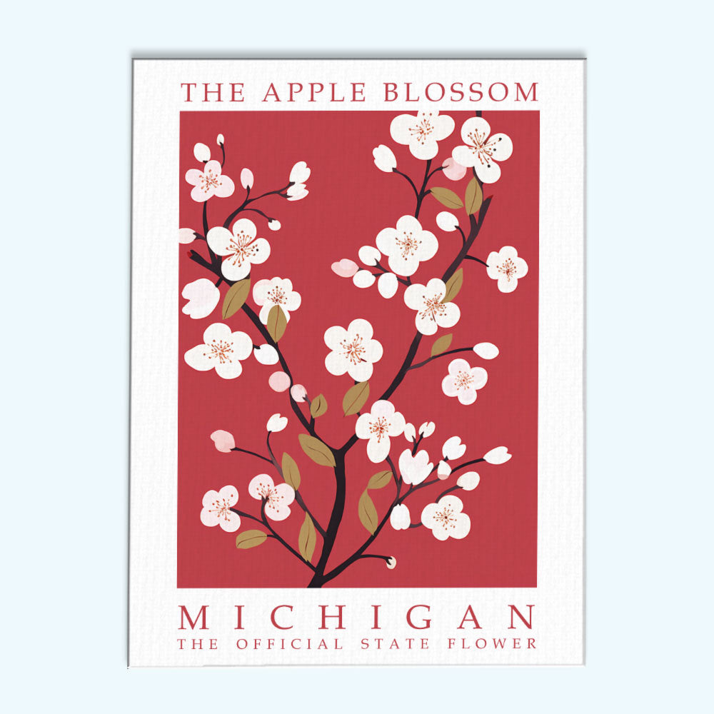 Michigan State Flower - Apple Blossom | Paint by Numbers Kit – Wander ...