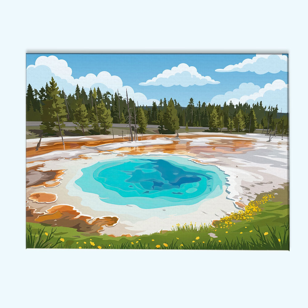 Fountain Paint Pot - Yellowstone | Paint by Numbers Kit – Wander Painting