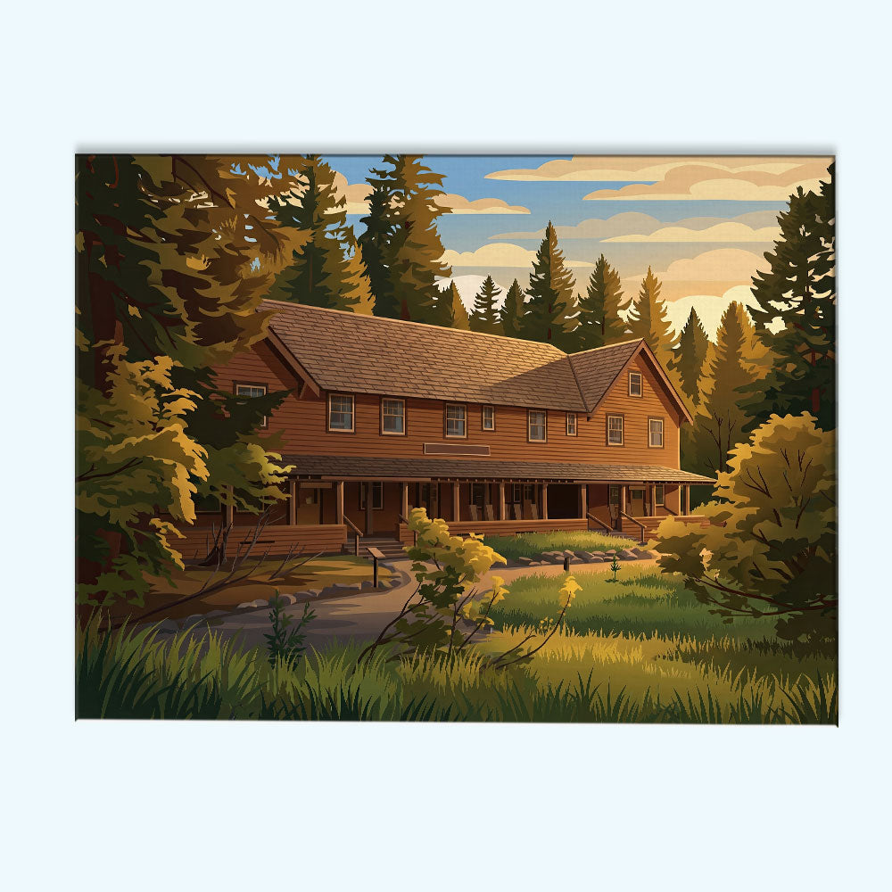 National park inn - Mount Rainier | Paint by Numbers Kit – Wander Painting