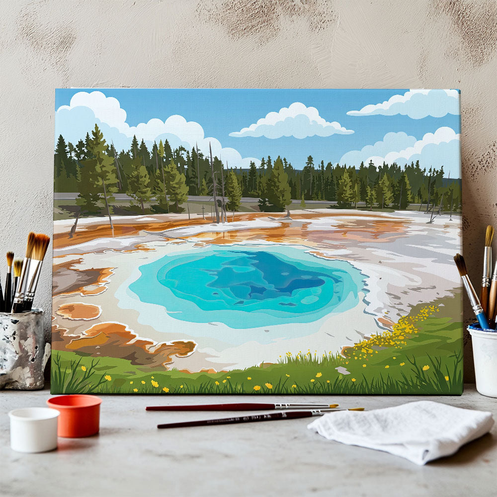 Fountain Paint Pot - Yellowstone | Paint by Numbers Kit – Wander Painting