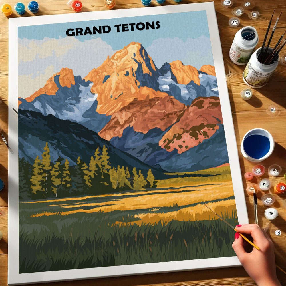 Grand Tetons, USA | Paint by Numbers Kit – Wander Painting