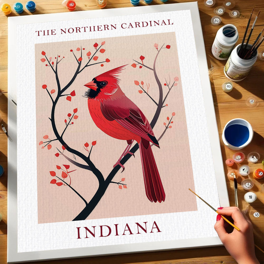 Indiana State Bird Northern Cardinal | Paint by Numbers Kit – Wander ...