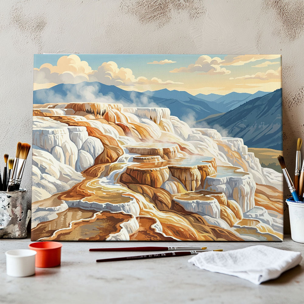 Mammoth Hot Springs - Yellowstone | Paint by Numbers Kit – Wander Painting