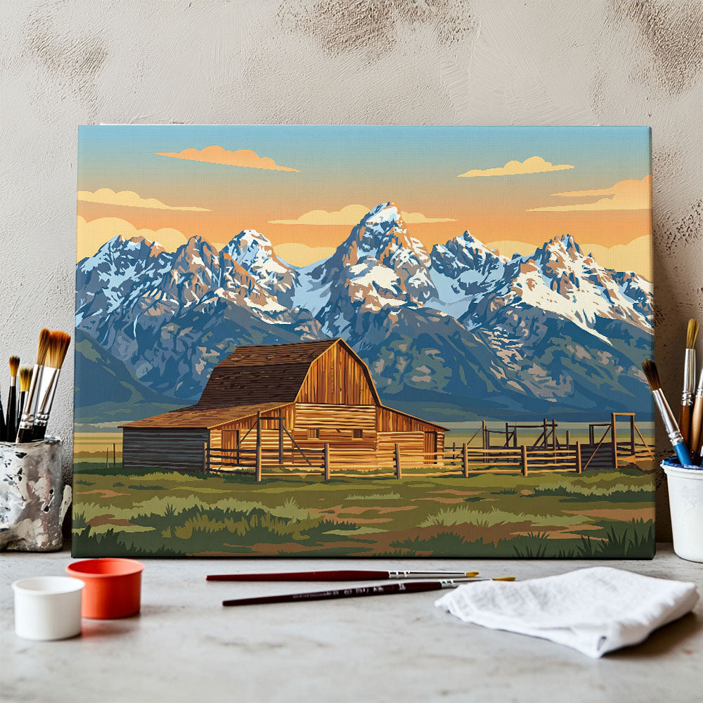 Moulton Barns on Mormon Row - Grand Teton | Paint by Numbers Kit ...