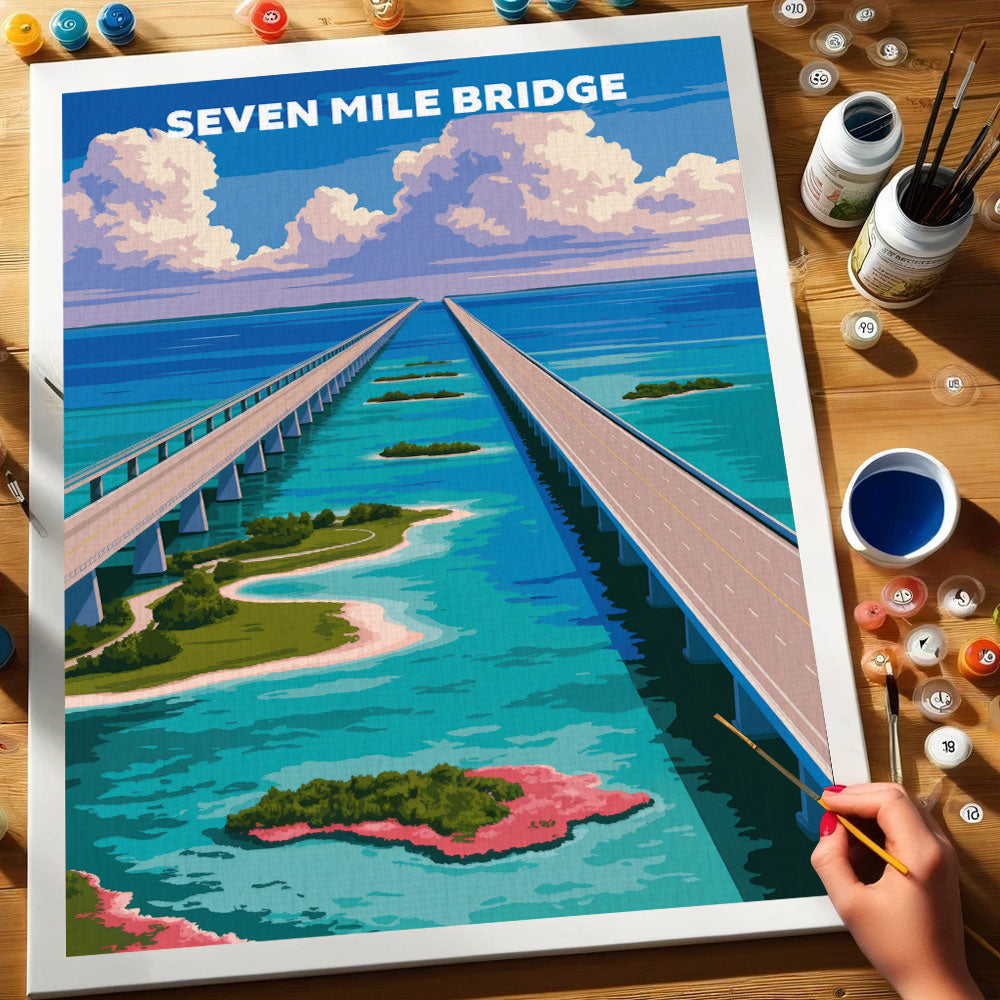 Seven Mile Bridge, USA | Paint by Numbers Kit – Wander Painting