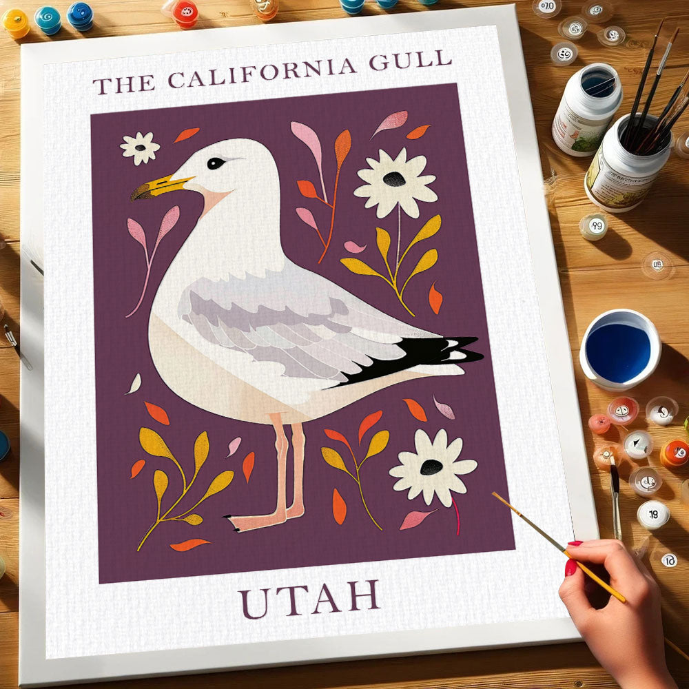 Utah State Bird California Gull | Paint by Numbers Kit – Wander Painting