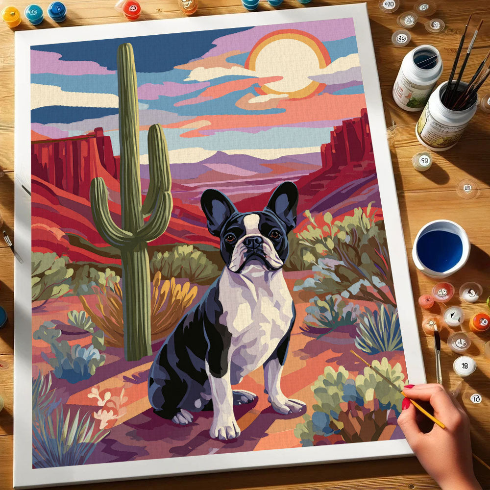 Saguaro NP - French Bulldog | Paint by Numbers Kit – Wander Painting