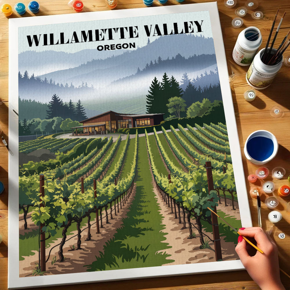 Willamette Valley Wineries, Oregon | Paint by Numbers Kit – Wander Painting