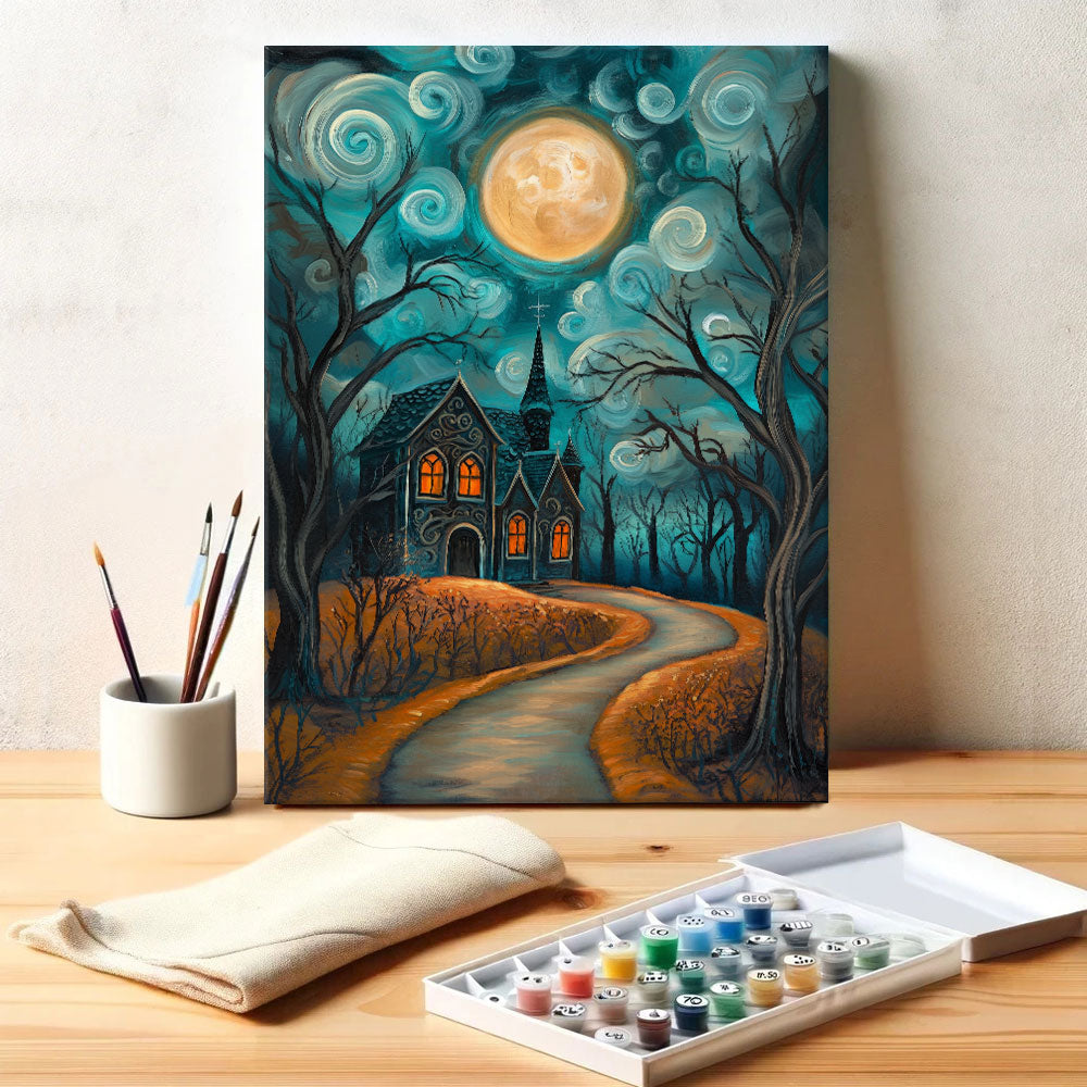The Haunted House | Paint by Numbers Kit – Wander Painting
