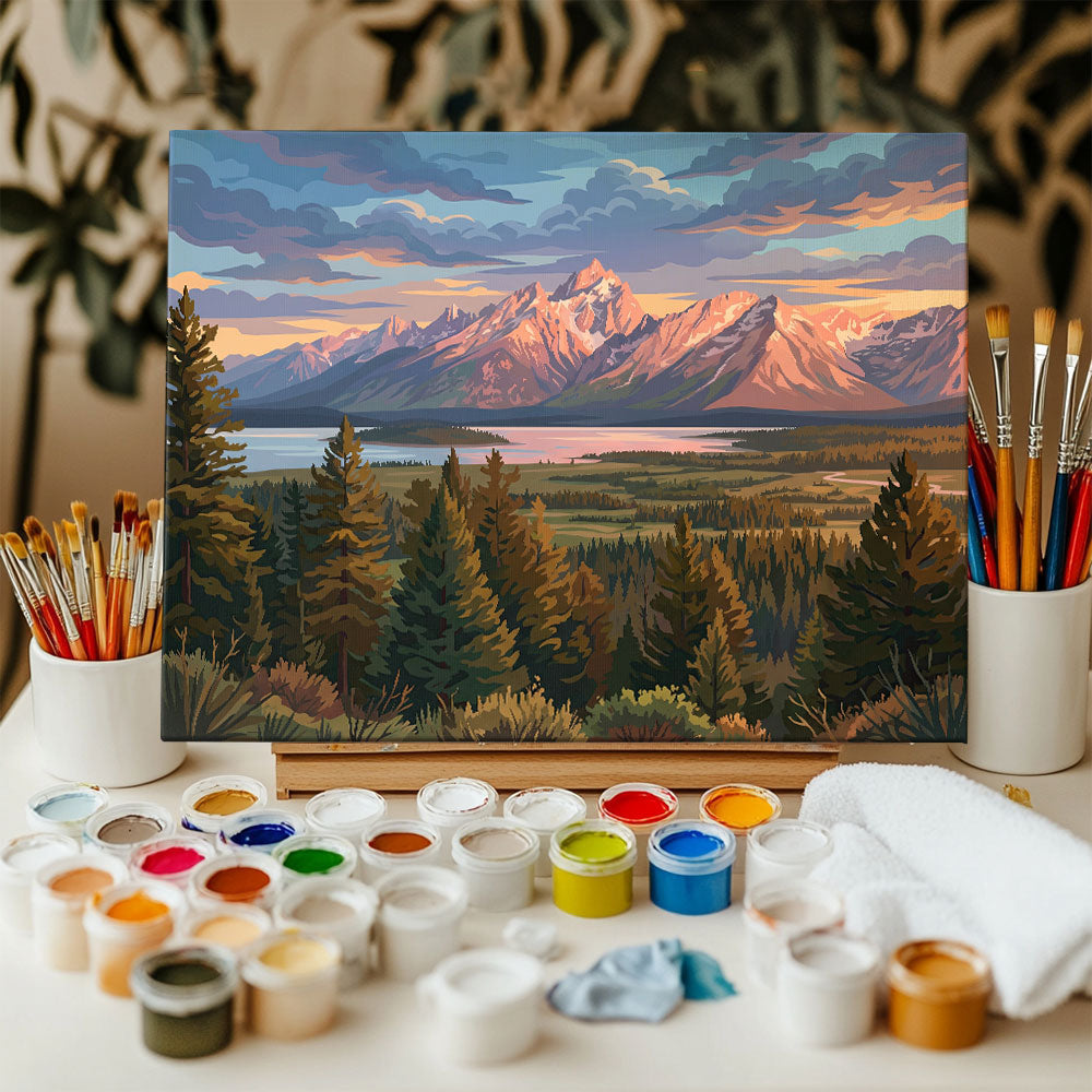 Jackson Lake Lodge - Grand Teton | Paint by Numbers Kit – Wander Painting