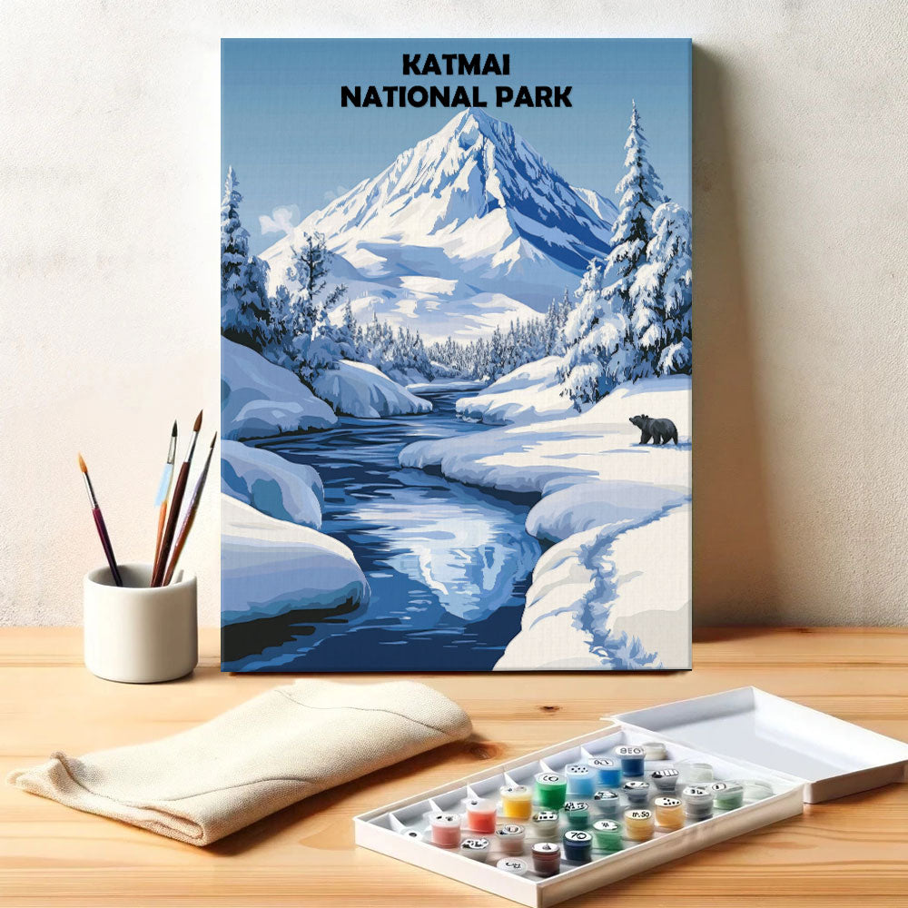 Katmai National Park Winter | Paint by Numbers Kit – Wander Painting
