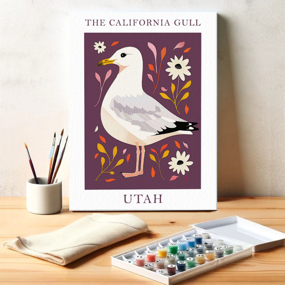 Utah State Bird California Gull | Paint by Numbers Kit – Wander Painting
