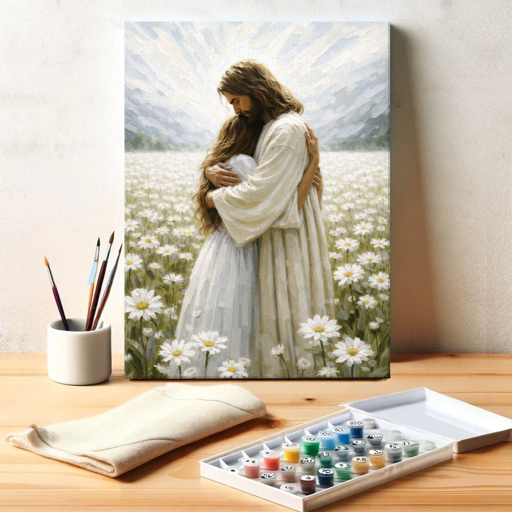 Jesus Hugging a Woman | Paint by Numbers Kit – Wander Painting