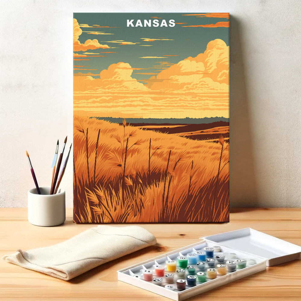 Kansas U.S. State | Paint by Numbers Kit – Wander Painting