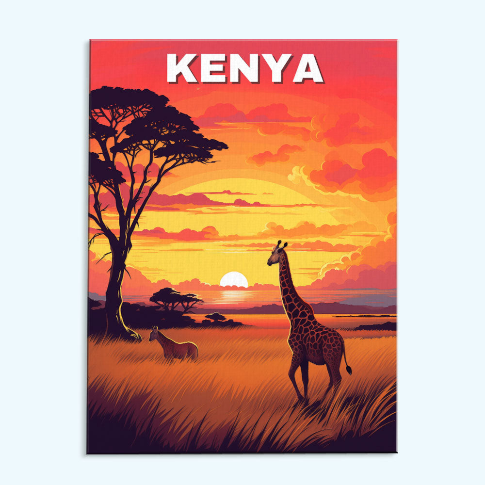 Kenya Travel Poster | Paint by Numbers Kit – Wander Painting