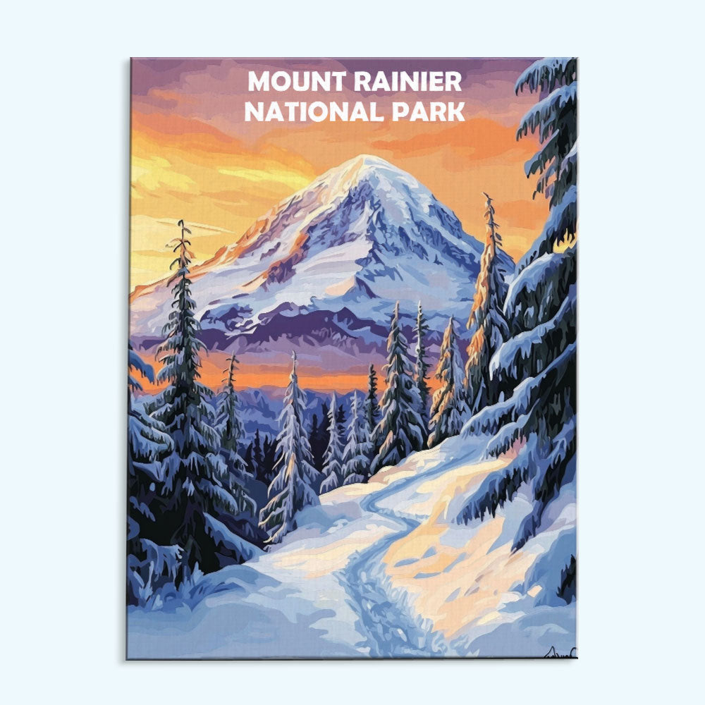 Mount Rainier National Park Winter | Paint by Numbers Kit – Wander Painting