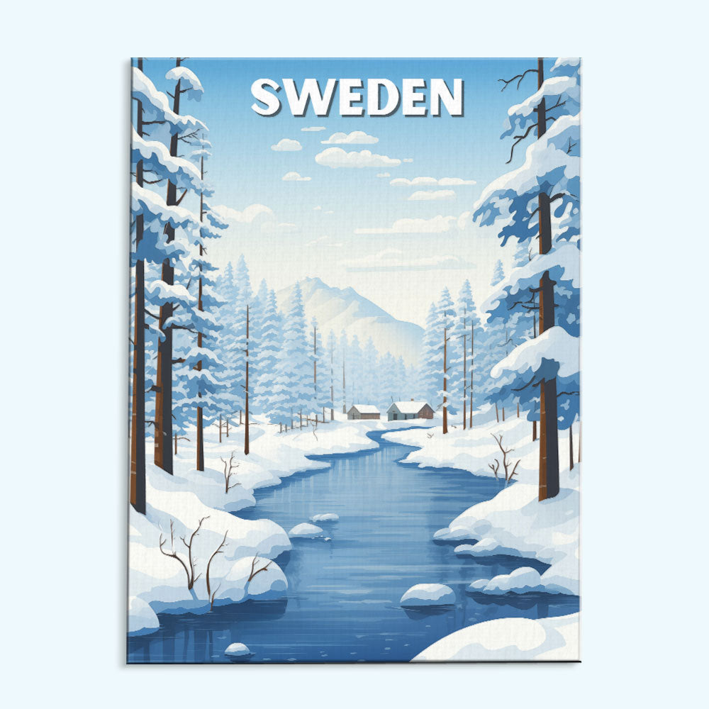 Sweden Travel Poster | Paint by Numbers Kit – Wander Painting