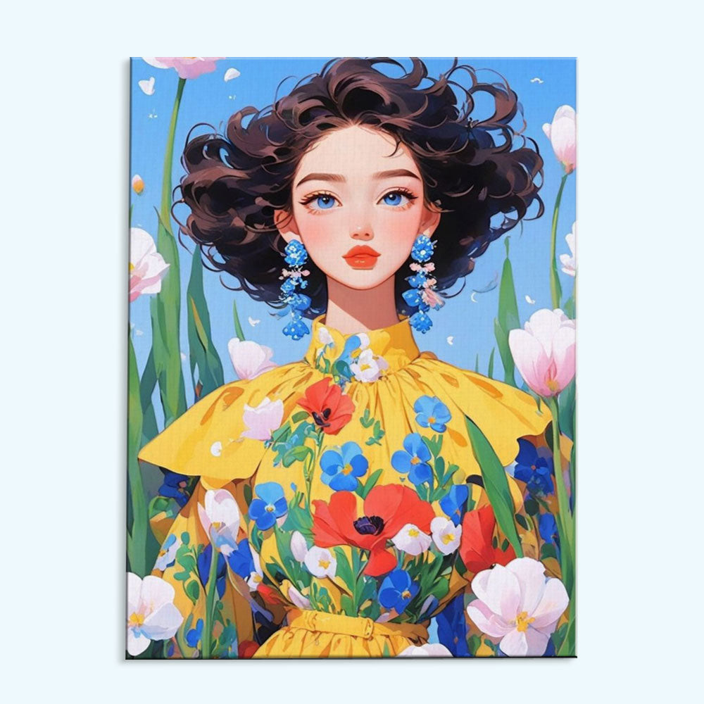 Girl in a Flower Field | Paint by Numbers Kit – Wander Painting