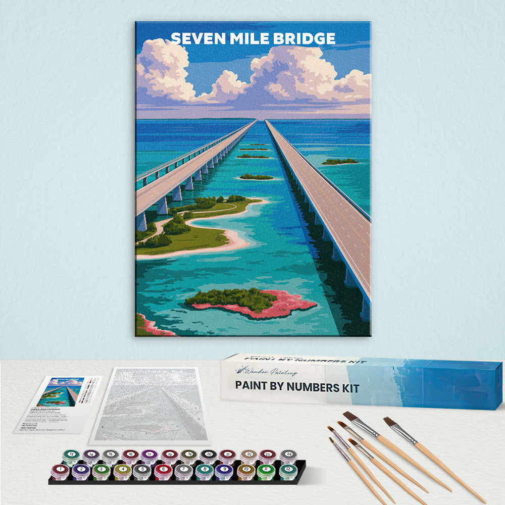Seven Mile Bridge, USA | Paint by Numbers Kit – Wander Painting