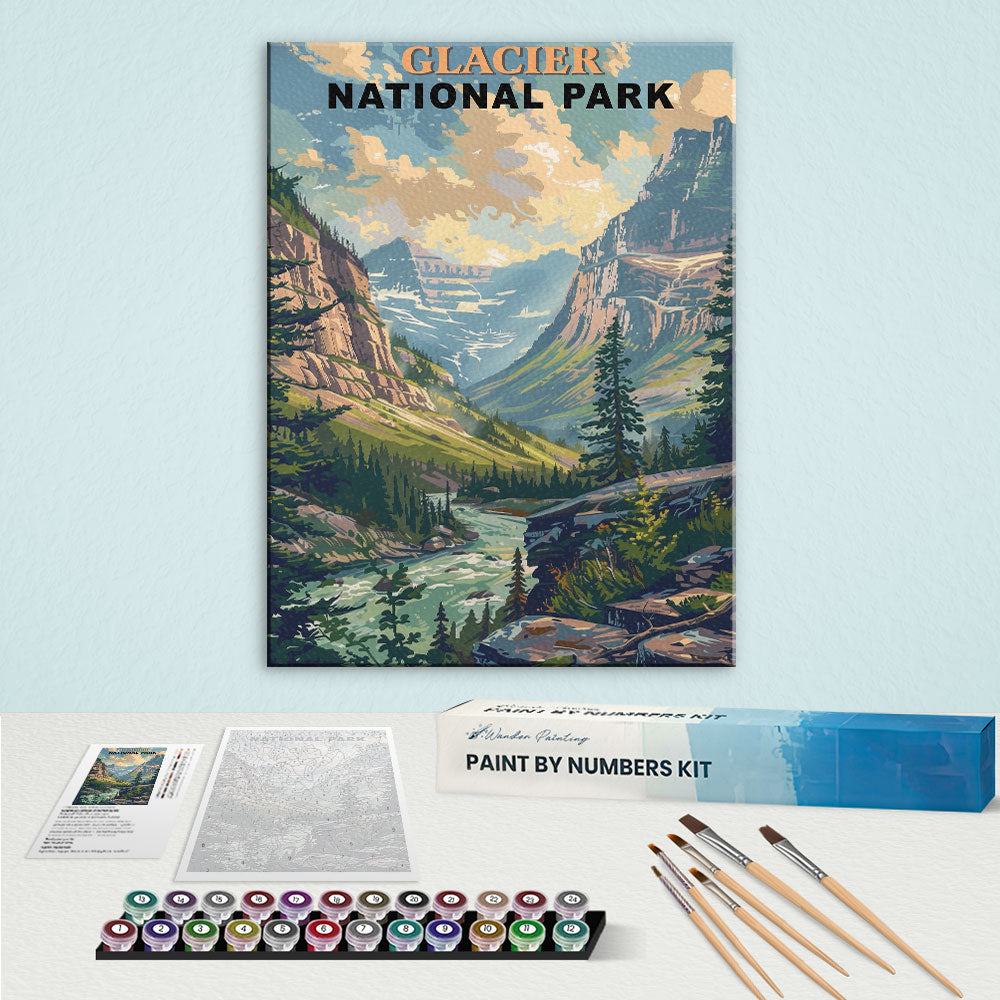 Glacier National Park Vintage | Paint by Numbers Kit – Wander Painting